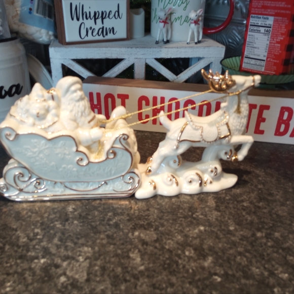 Mikasa | Holiday | Mikasa Porcelain Santa Reindeer Sleigh Ivory Gold ...